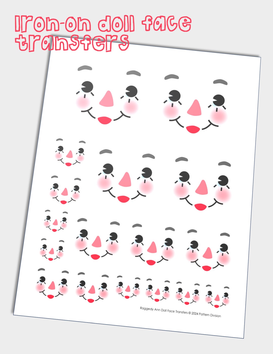 Raggedy Ann Doll Face in Multiple Sizes PNG for Iron-on Transfer - Etsy