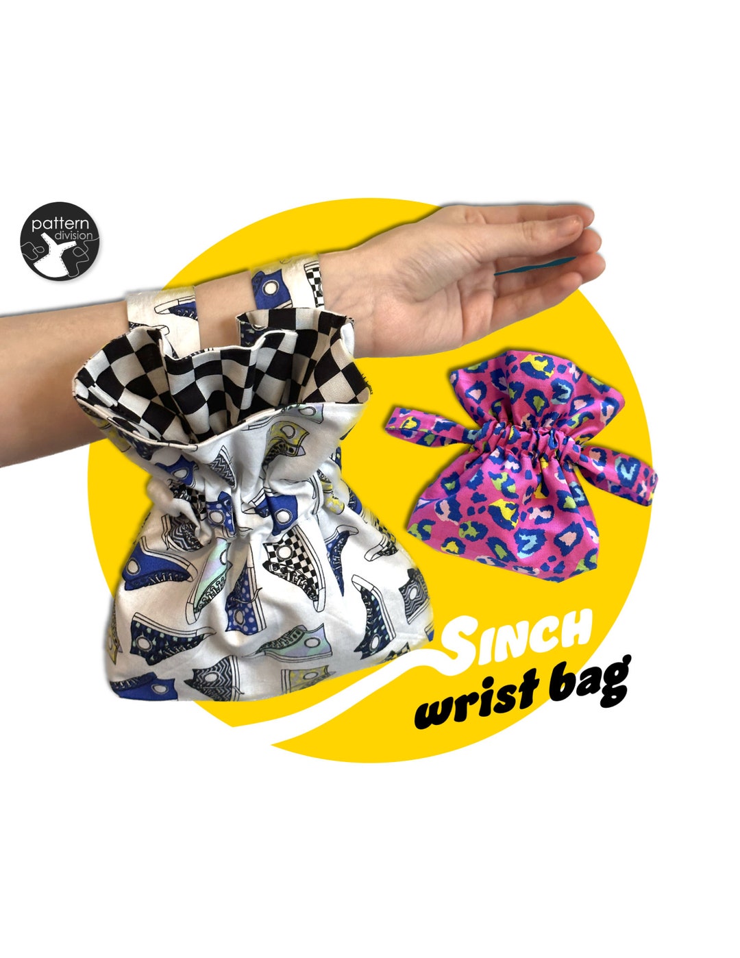 Cinch (sinch) Wrist Bag With Drawstring and Ruffle PDF Sewing Pattern ...