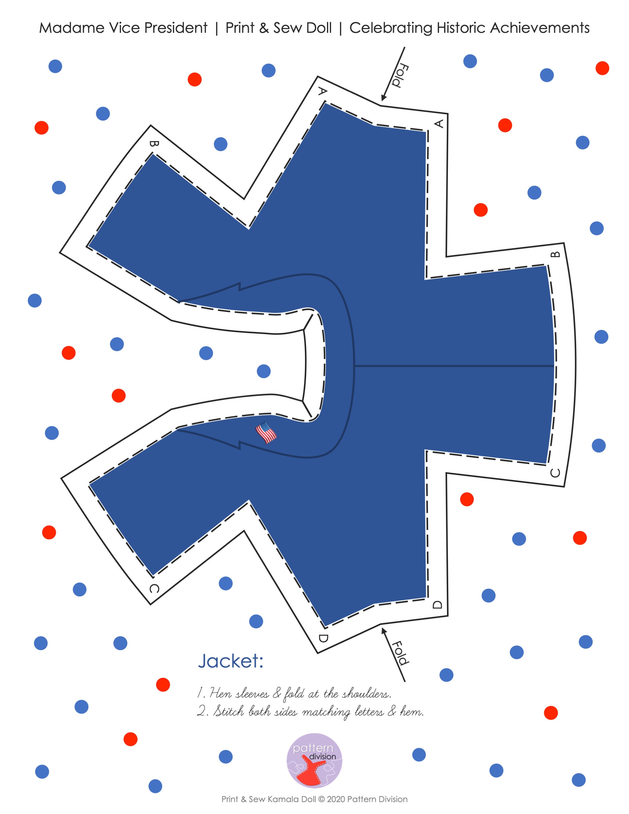 Madame Vice President Kamala Harris Doll Print-on-fabric Pattern PDF - Etsy