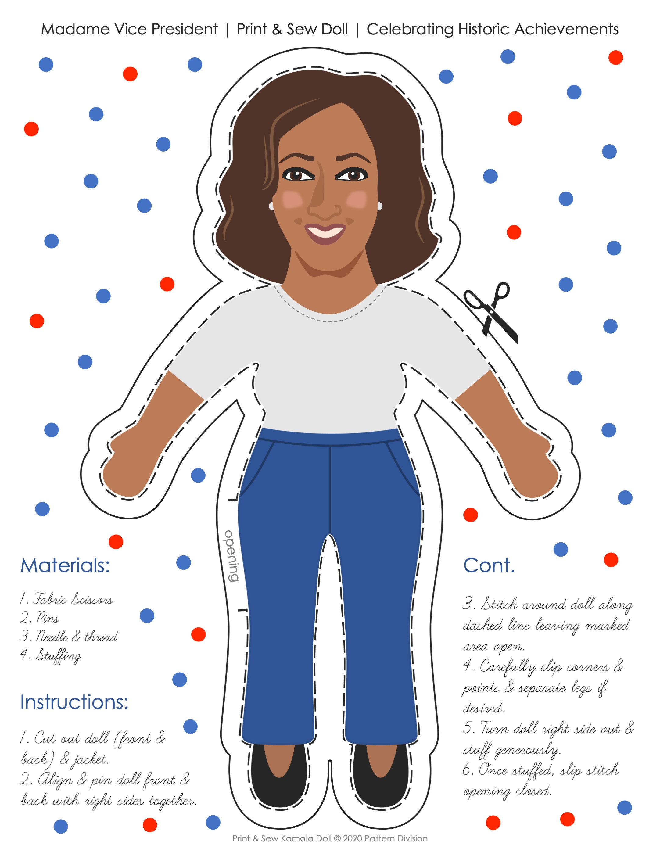 Madame Vice President Kamala Harris Doll Print-on-Fabric | Etsy