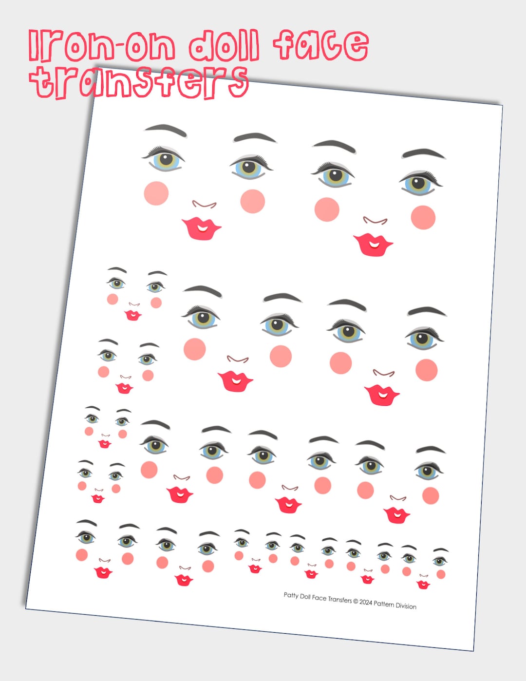 Doll Face in Multiple Sizes PNG for Iron-on Transfer (patty) - Etsy