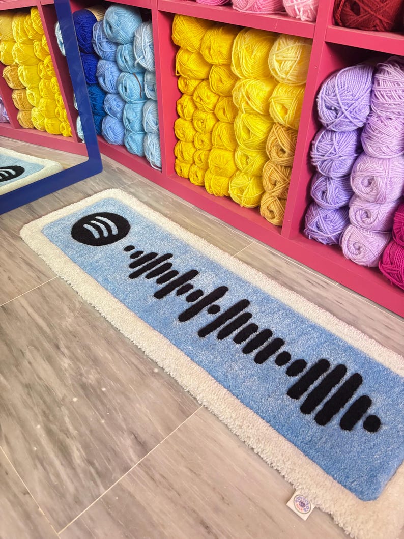 Tufting Spotify Scanneble Rug, Handmade Music Rug, Song Tufted Carpet ...