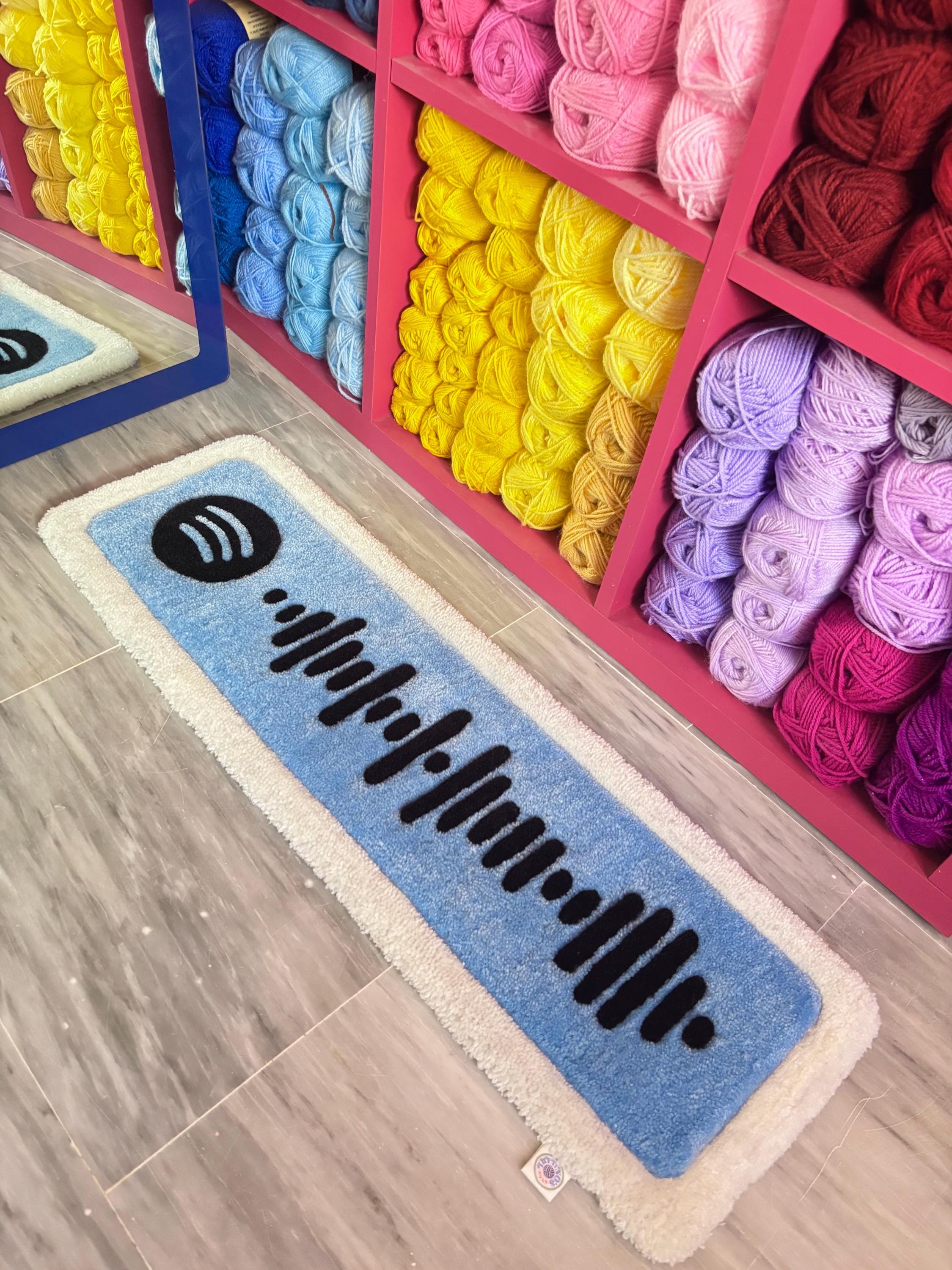 Tufting Spotify Scanneble Rug, Handmade Music Rug, Song Tufted Carpet ...