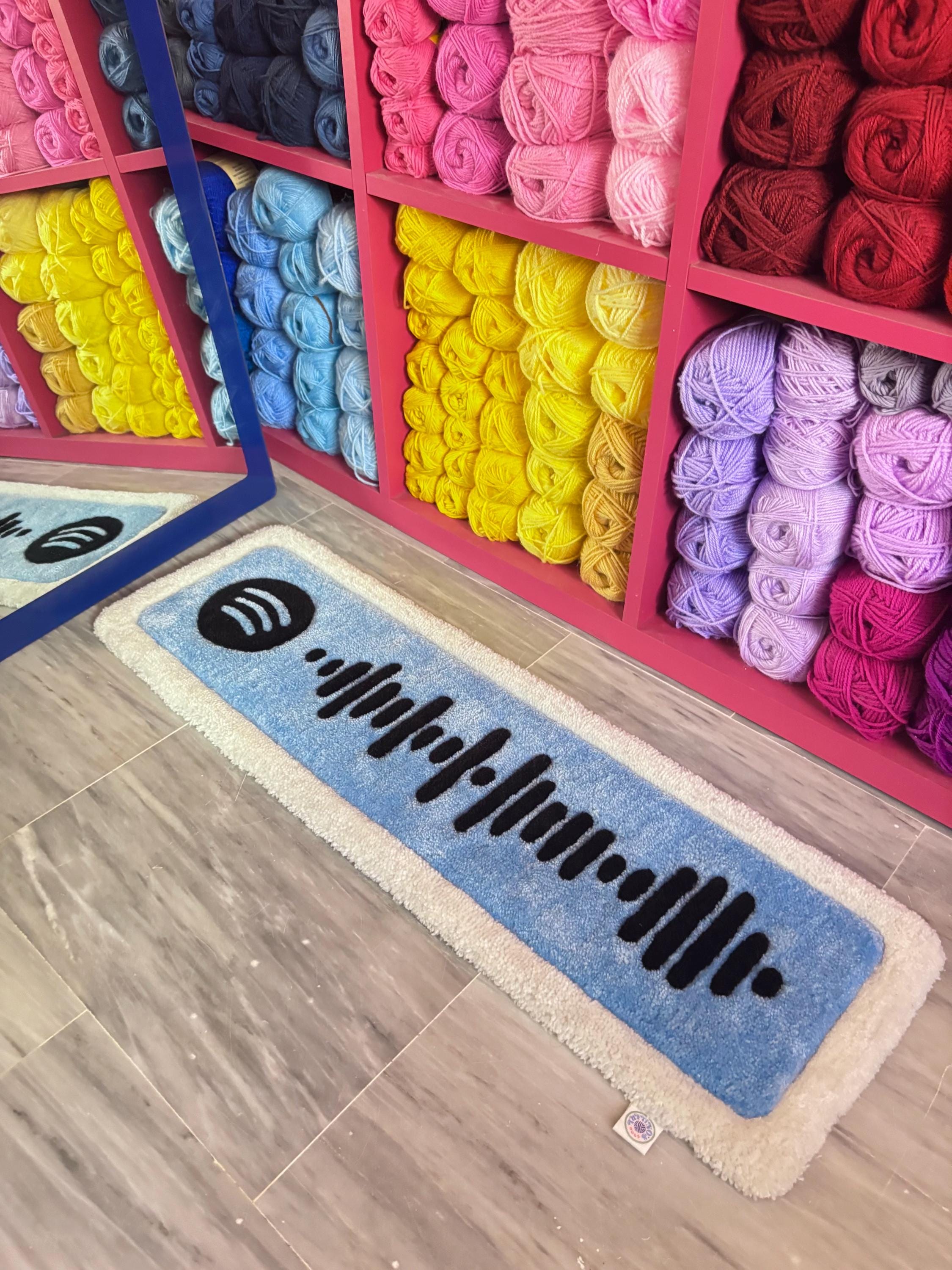 Tufting Spotify Scanneble Rug, Handmade Music Rug, Song Tufted Carpet ...