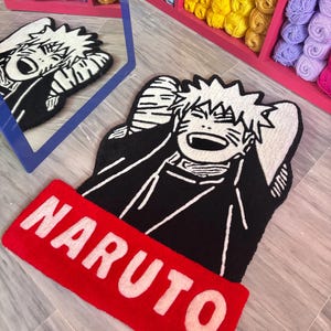 Tufting Naruto Rug, Handmade Uzumaki, Red White Anime Shippuden Tufted ...