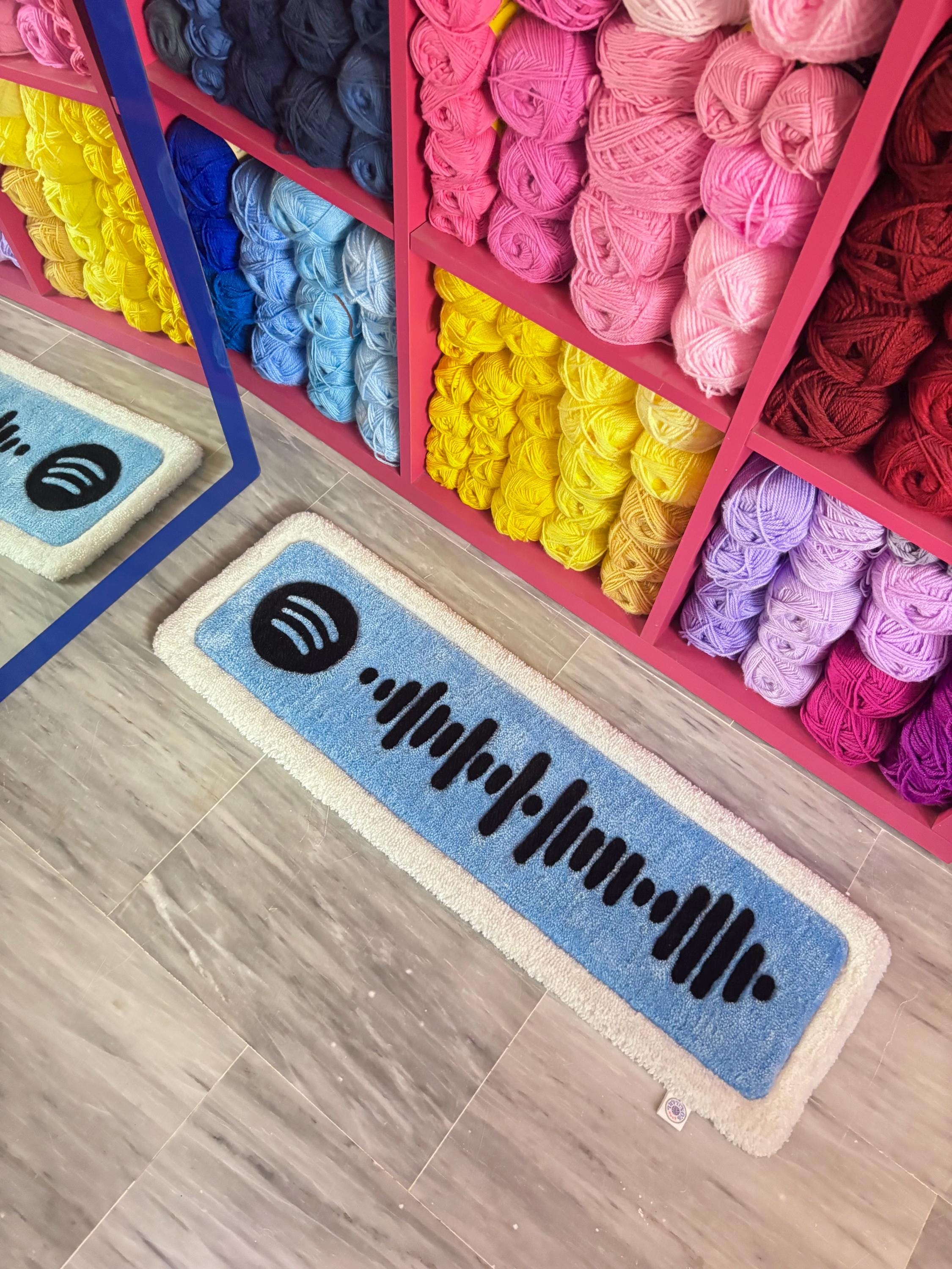 Tufting Spotify Scanneble Rug, Handmade Music Rug, Song Tufted Carpet ...