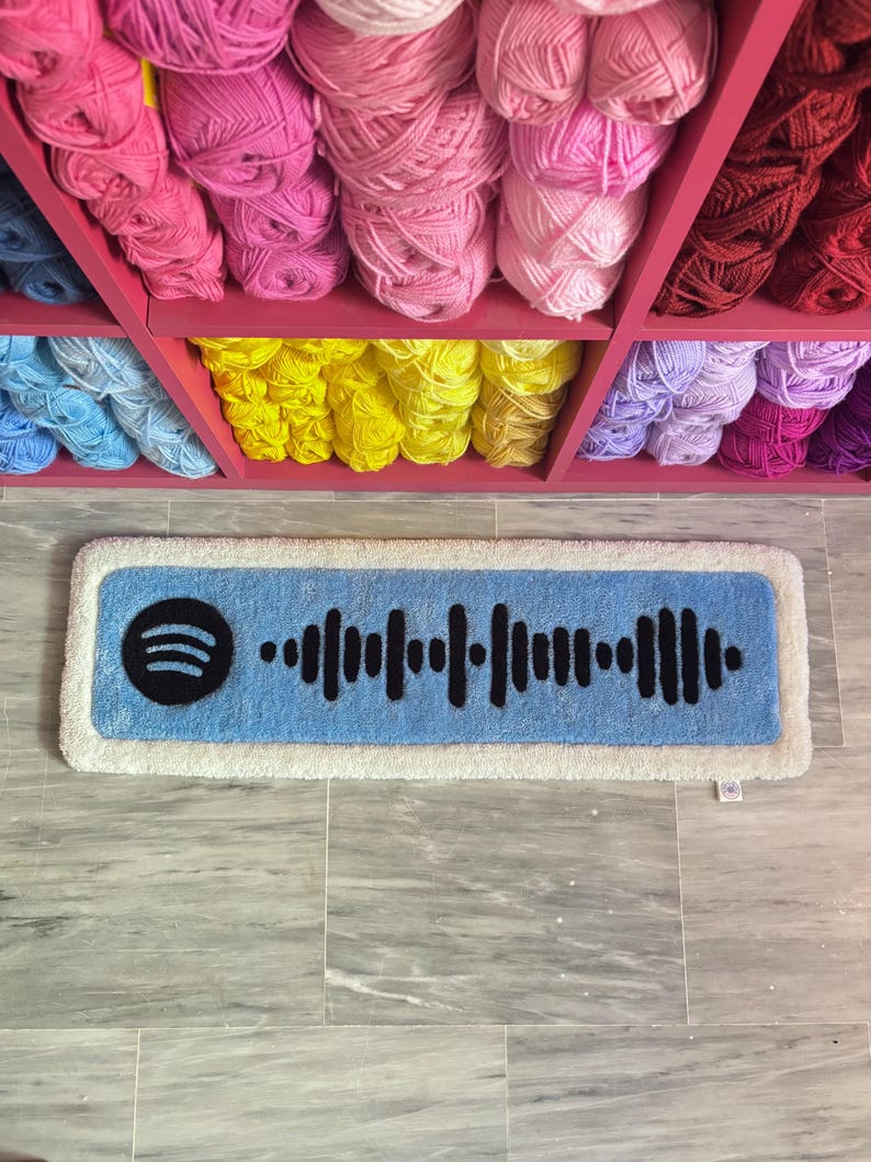 Tufting Spotify Scanneble Rug, Handmade Music Rug, Song Tufted Carpet ...