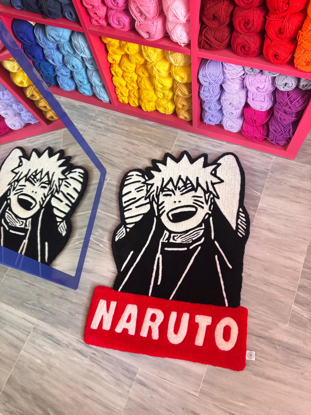 Tufting Naruto Rug, Handmade Uzumaki, Red White Anime Shippuden Tufted ...