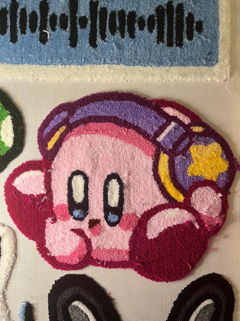 Tufting Rug, Handmade Rug, Red Pink Colorful Tufted Carpet, Anime Kirby ...