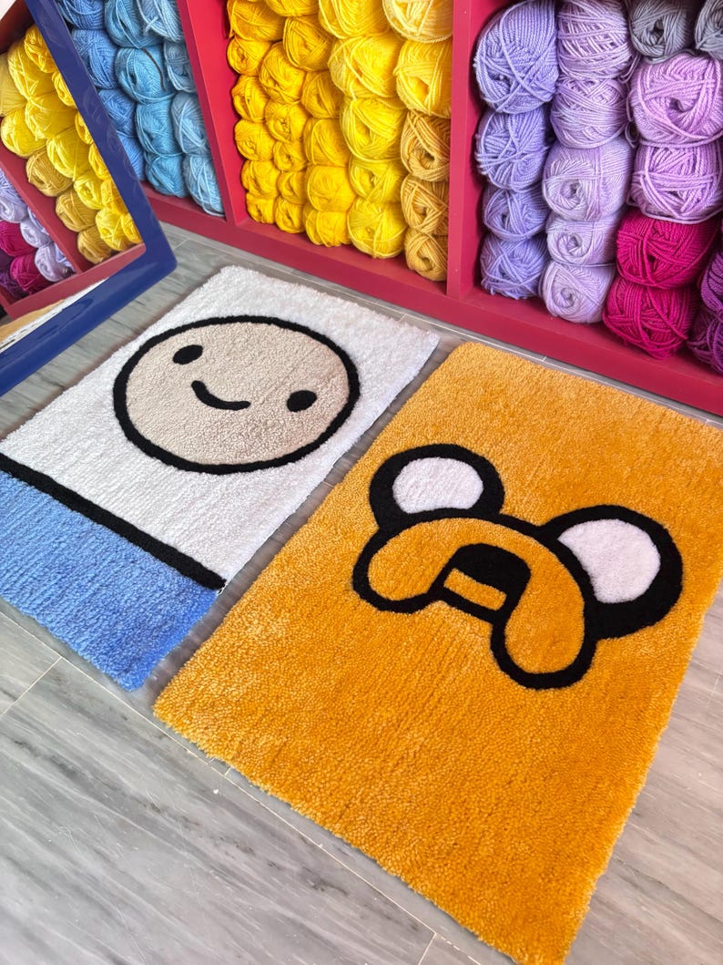 Tufting Rug Adventure Time Handmade Jake Dog & Finn Human Rug, Tufted ...