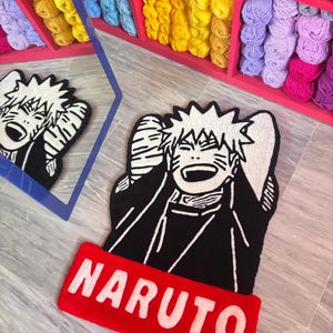 Tufting Naruto Rug, Handmade Uzumaki, Red White Anime Shippuden Tufted ...