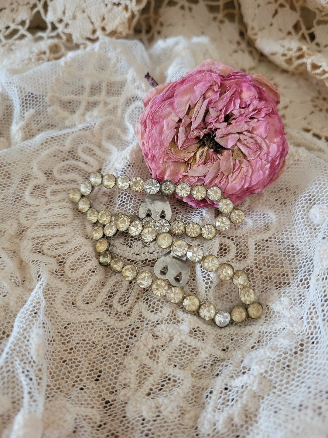 Vintage Pair Art Deco Rhinestone Shoe Buckle Clips Victorian Edwardian ...