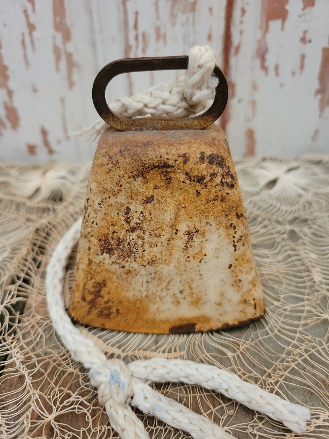 Vintage Rusty Metal Cream Farmhouse Cow Bell Kerst Brocante FAB - Etsy