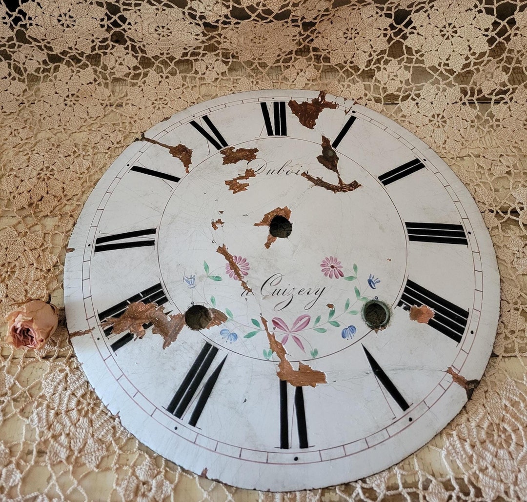 GREAT French Vintage Antique Metal Large Clock Dial #2 Shabby Brocante ...
