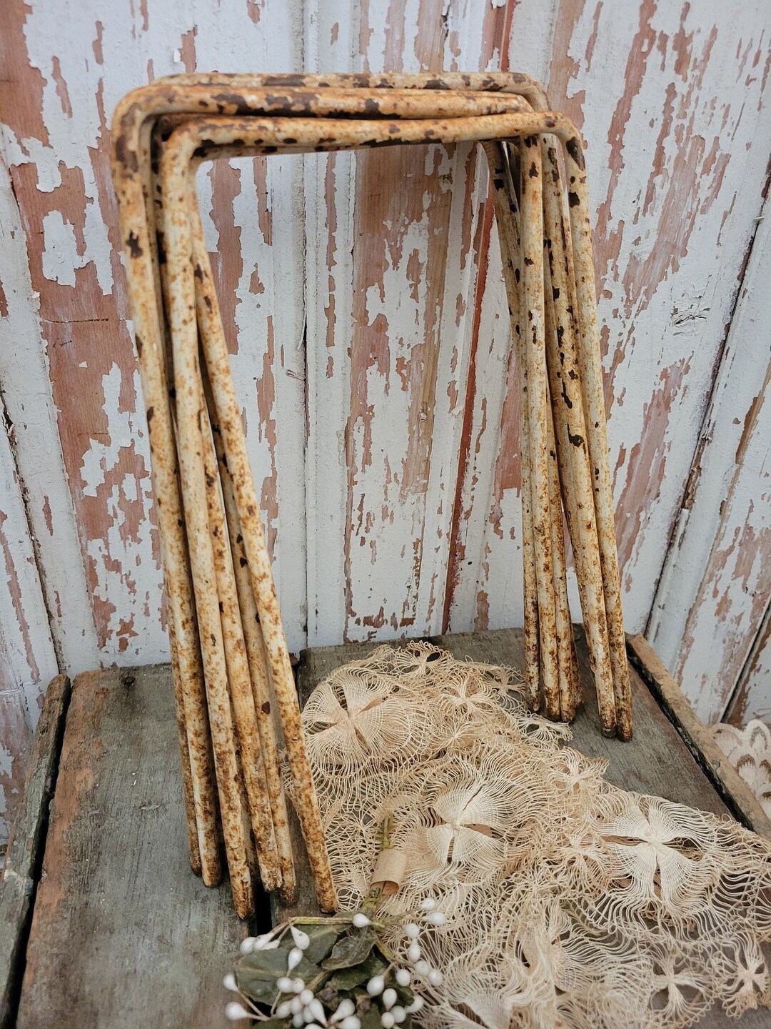 Antique Vintage SET of 9 Metal Shabby Cream Croquet Wickets - Etsy