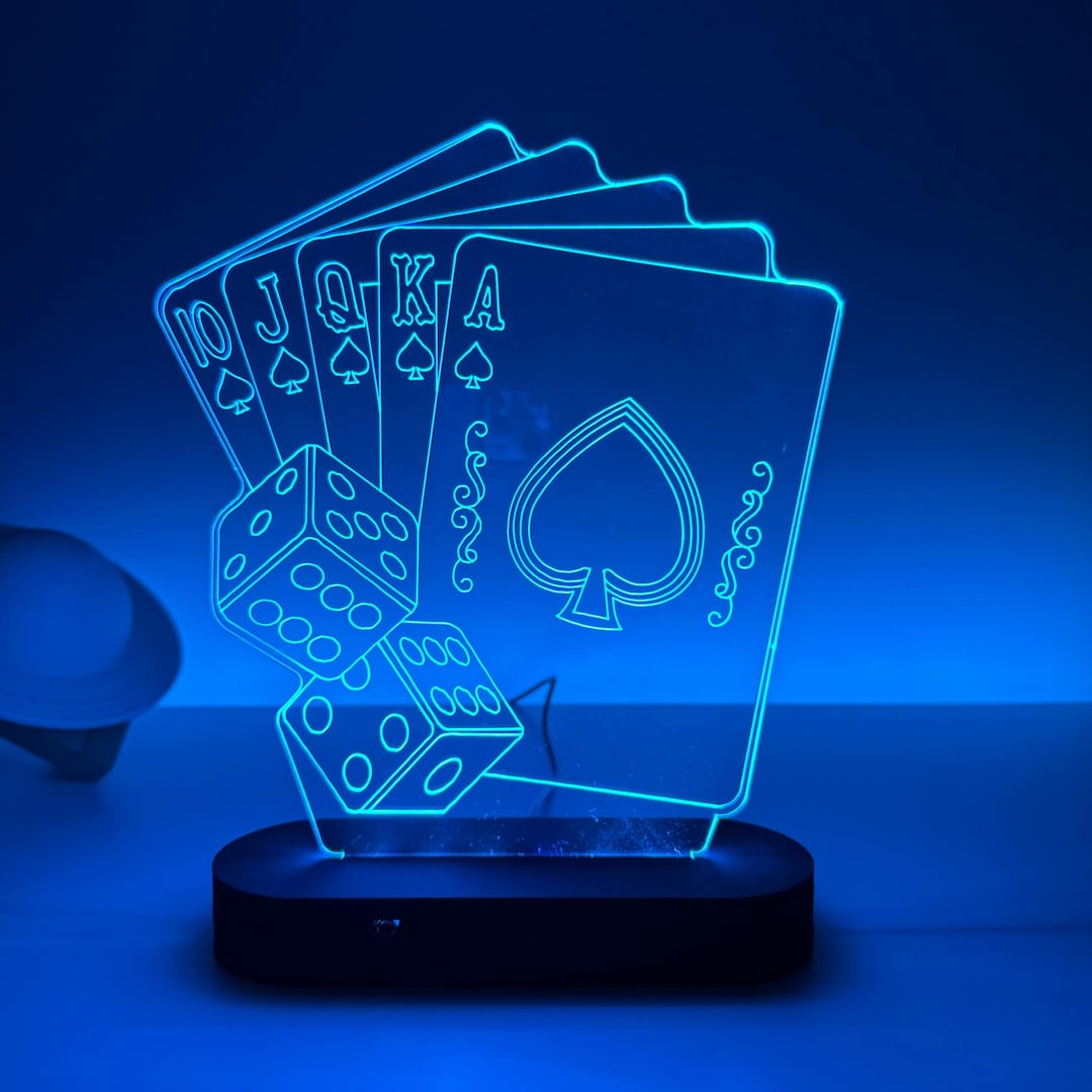 Poker Night Light, Poker Desk Lamp, Gambling 3D Lamp Christmas Gifts ...