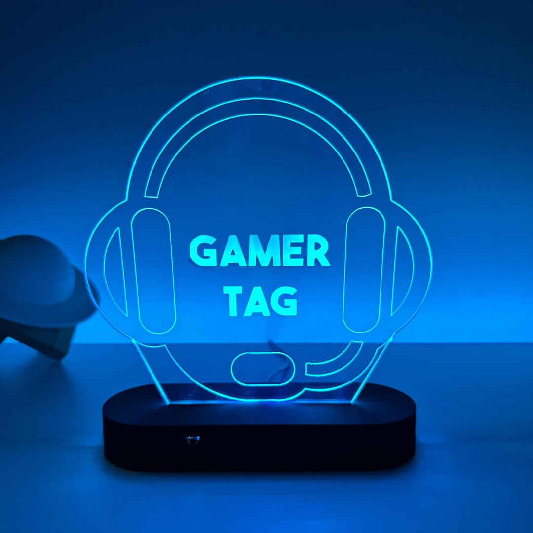 Personalized Gamer Tag Night Light, Custom Headphone and Gamer Tag Desk ...