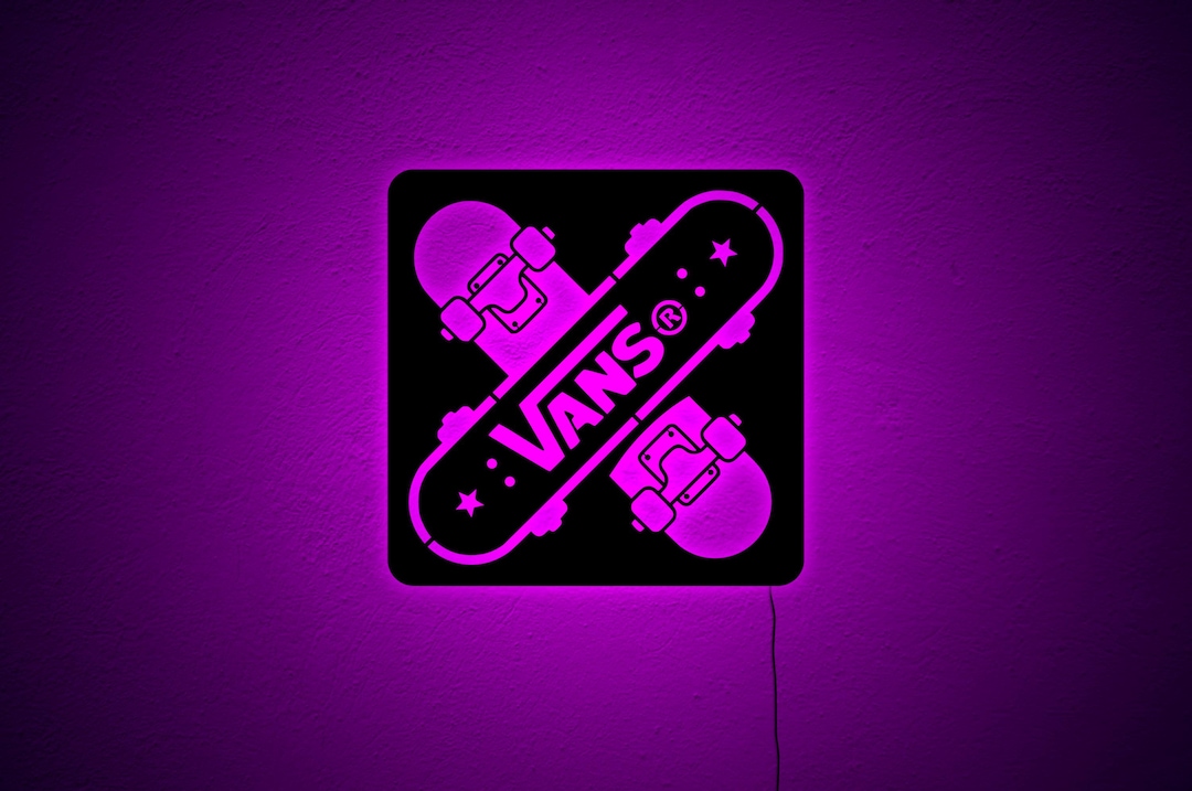 Vans LED Wall Art – Illuminated Skateboard Logo Sign, Backlit Wall ...