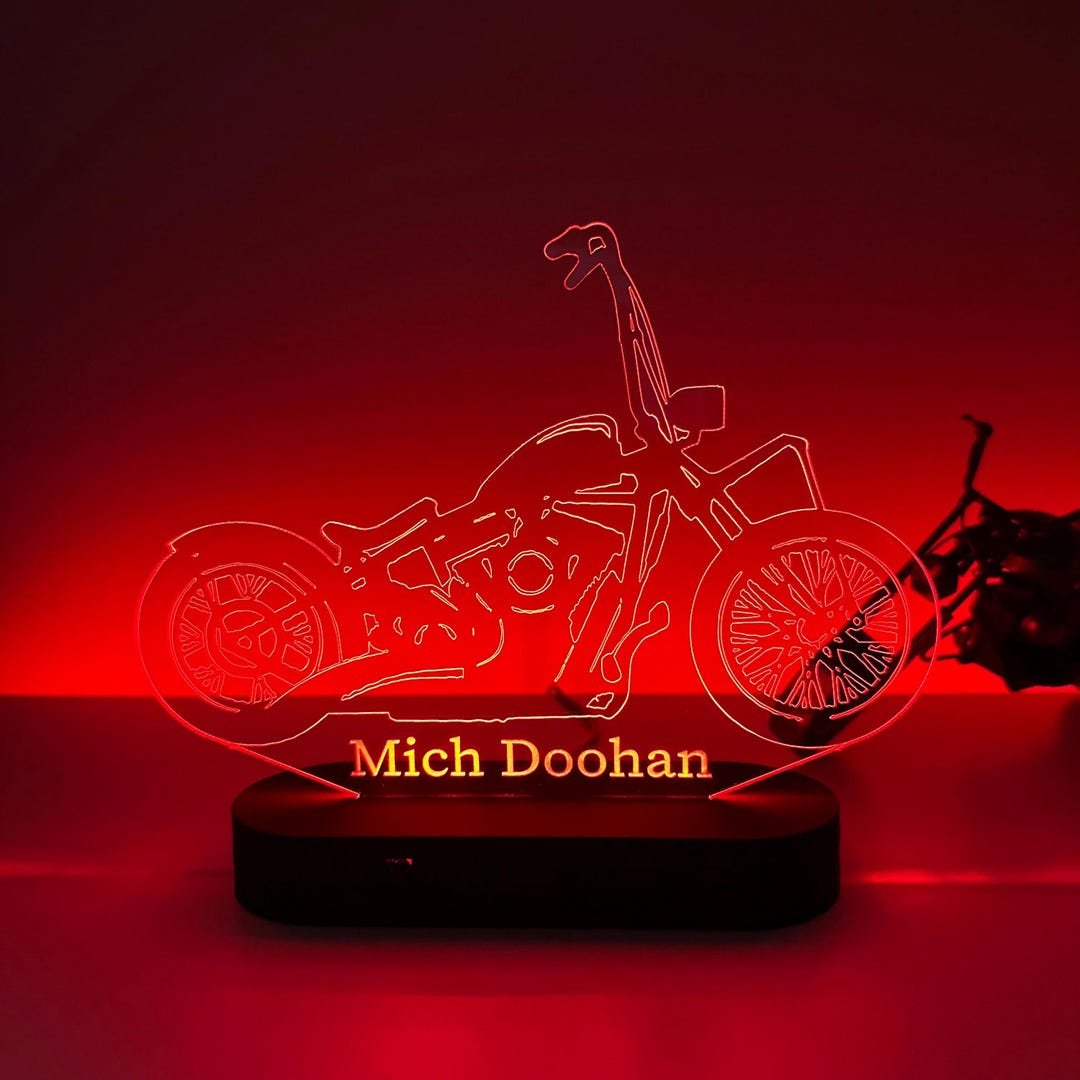 Personalized Motorcycle Night Light, Custom Motorbike Desk Lamp, 3D ...