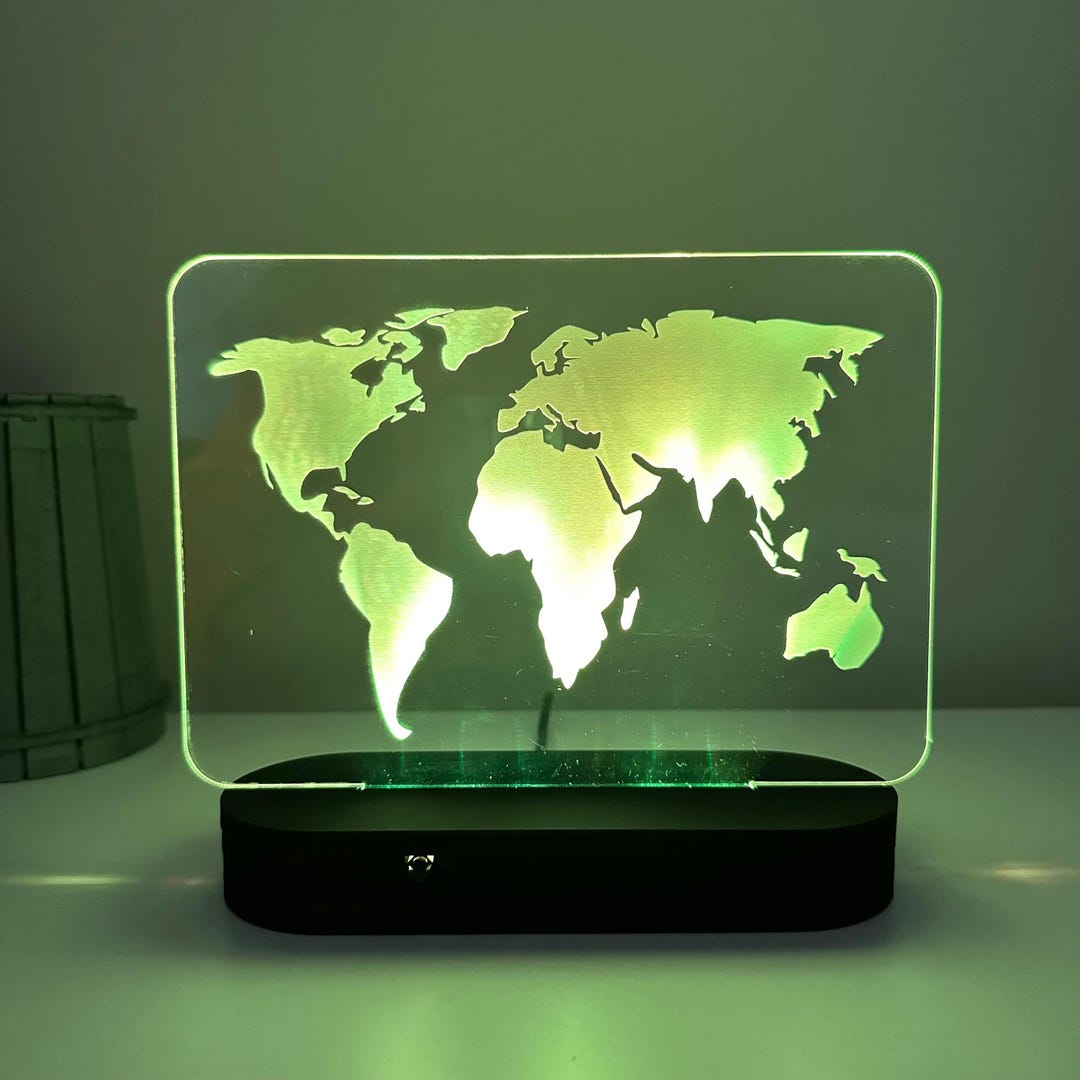 World Map 3D Night Light, Earth 3D Illusion LED Lamp, Worldwide Travel ...