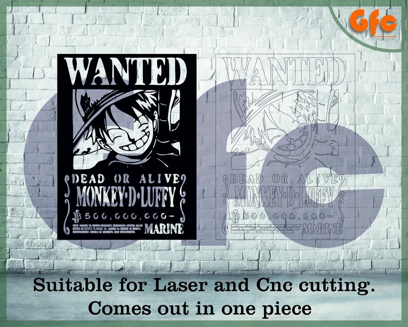 One Piece Luffy Wanted Poster Dxf Svg Pdf Ai Cdr Vector Files One Piece ...
