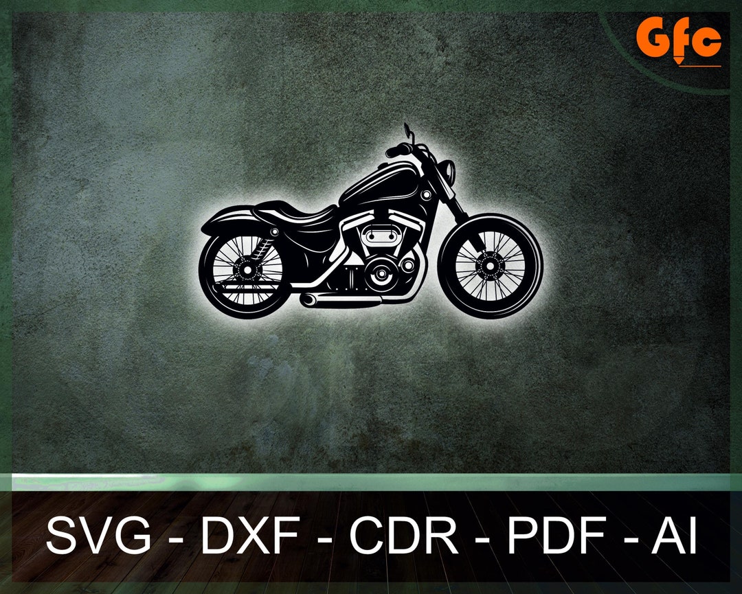 Motorcycle Silhouette Dxf Cdr Svg Pdf Ai Digital Vector Files Download ...