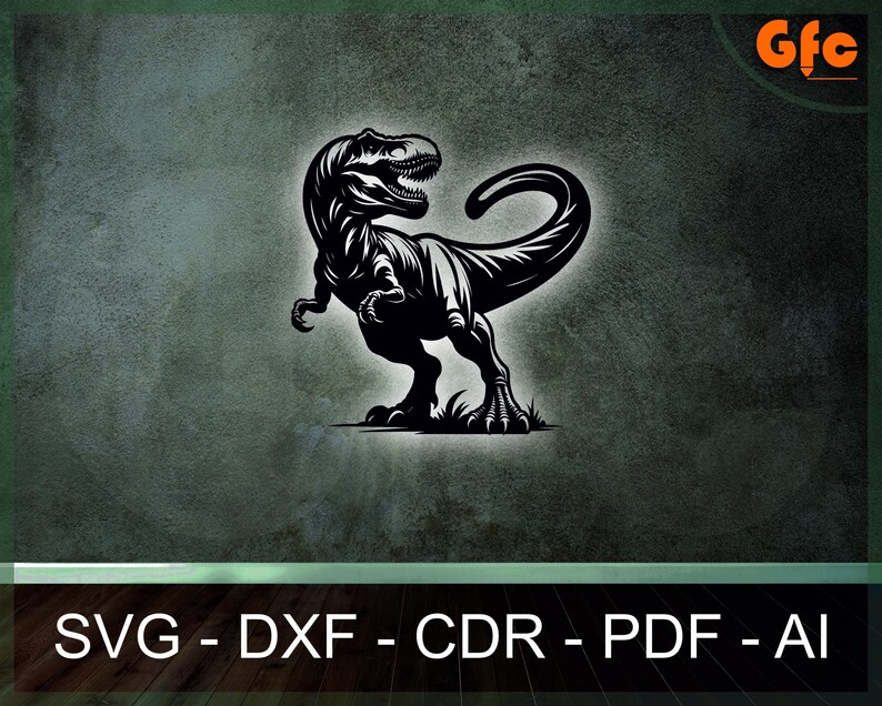 T Rex Dinosaur Silhouette Design - Dinosaur Dxf - Cdr - Pdf - Svg - Ai ...