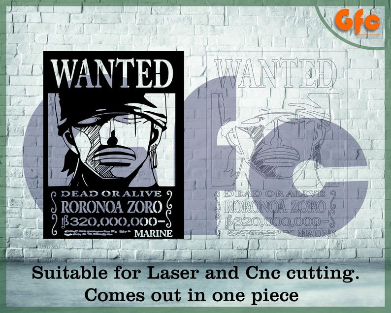 One Piece Zoro Wanted Poster Dxf Svg Pdf Ai Cdr Vector Files One Piece ...