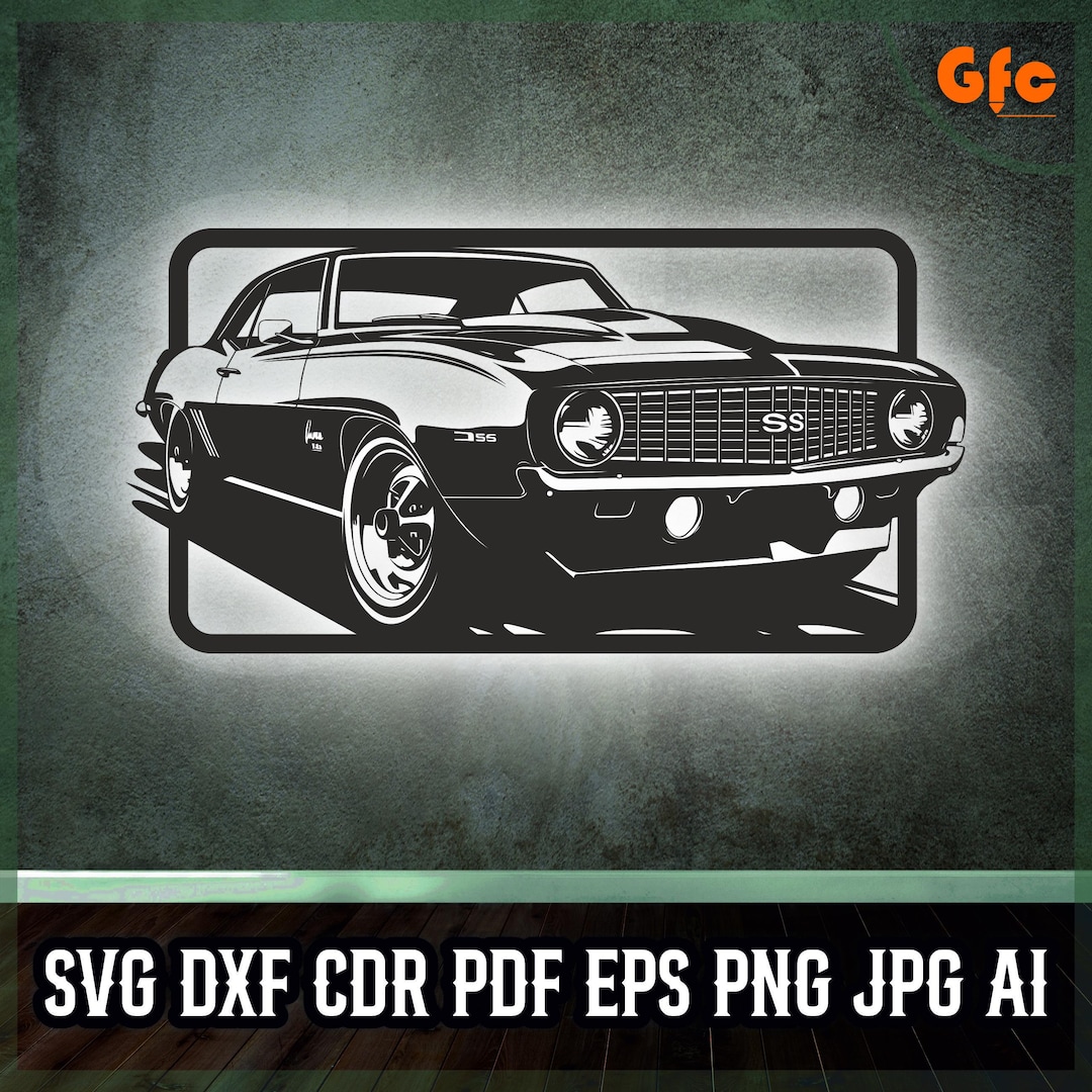 Classic Muscle Car Vector Svg Eps Jpg Png Dxf Cdr Pdf Ai Digital Line ...
