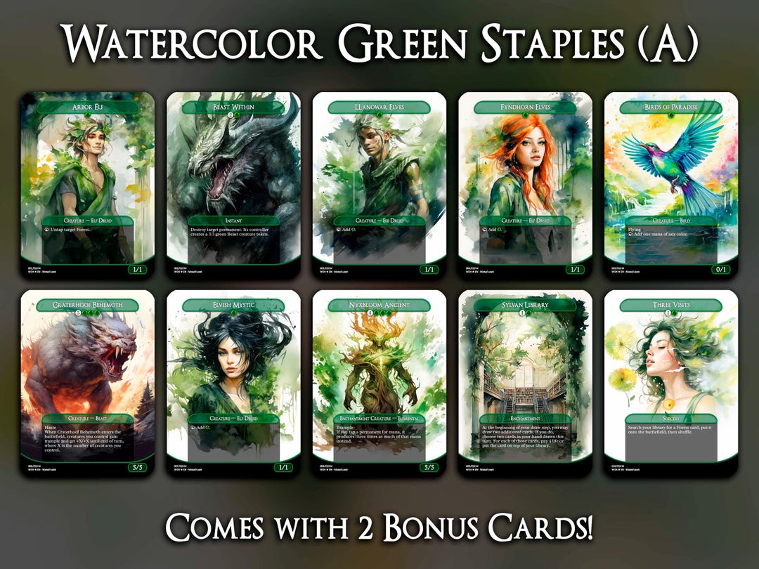 Watercolor Green Staples A 10 Unique Proxy Cards 2 Bonus Exclusives - Etsy
