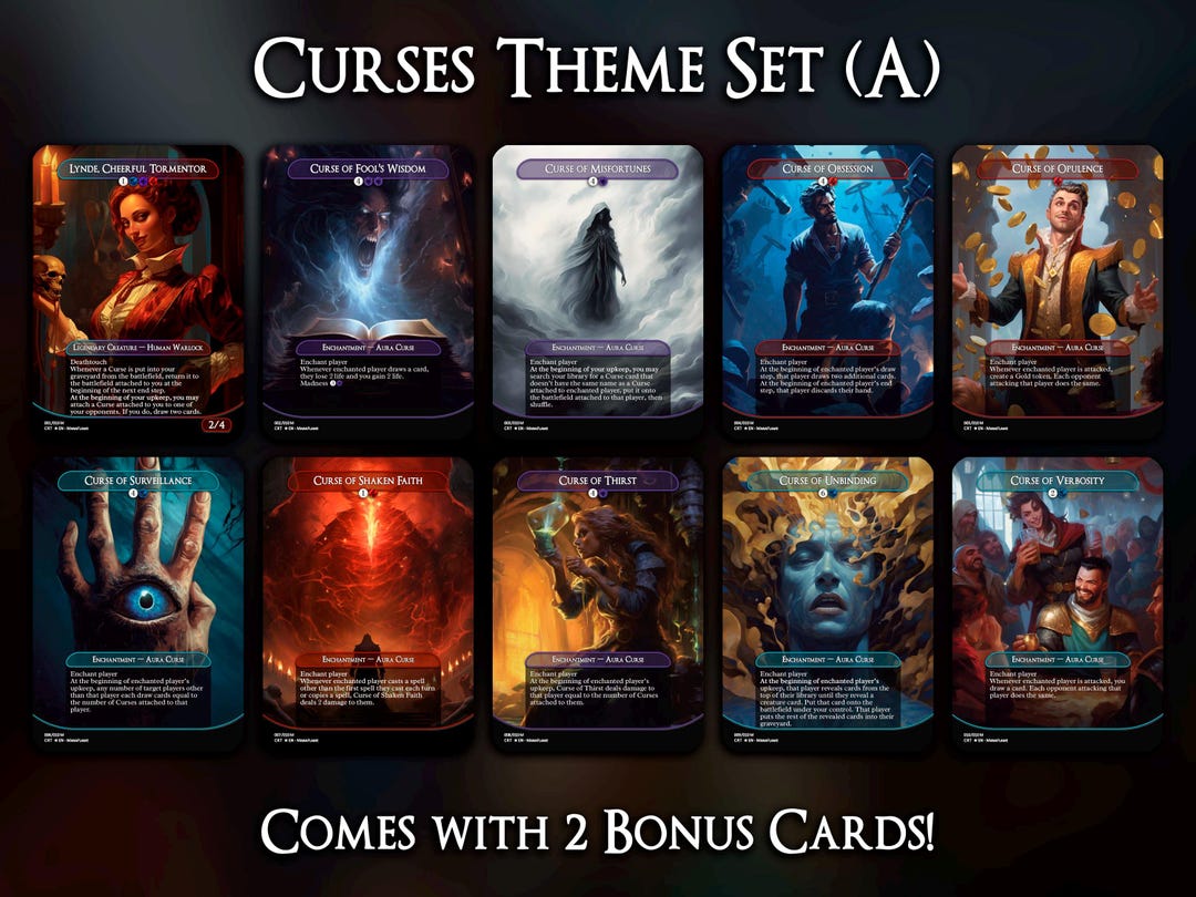 Curses Theme Set A 10 Unique Proxy Cards 2 Bonus Exclusives - Etsy