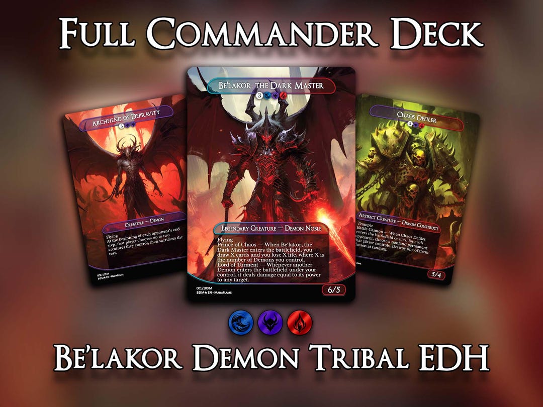 Be'lakor Demon Tribal Commander Deck 100 Premium Proxy Cards Unique Art ...