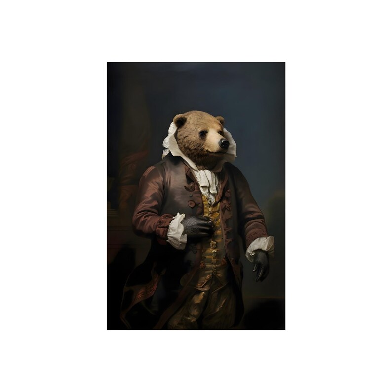 Noble Bear Vintage Portrait Print Renaissance Animal Head Human Body ...