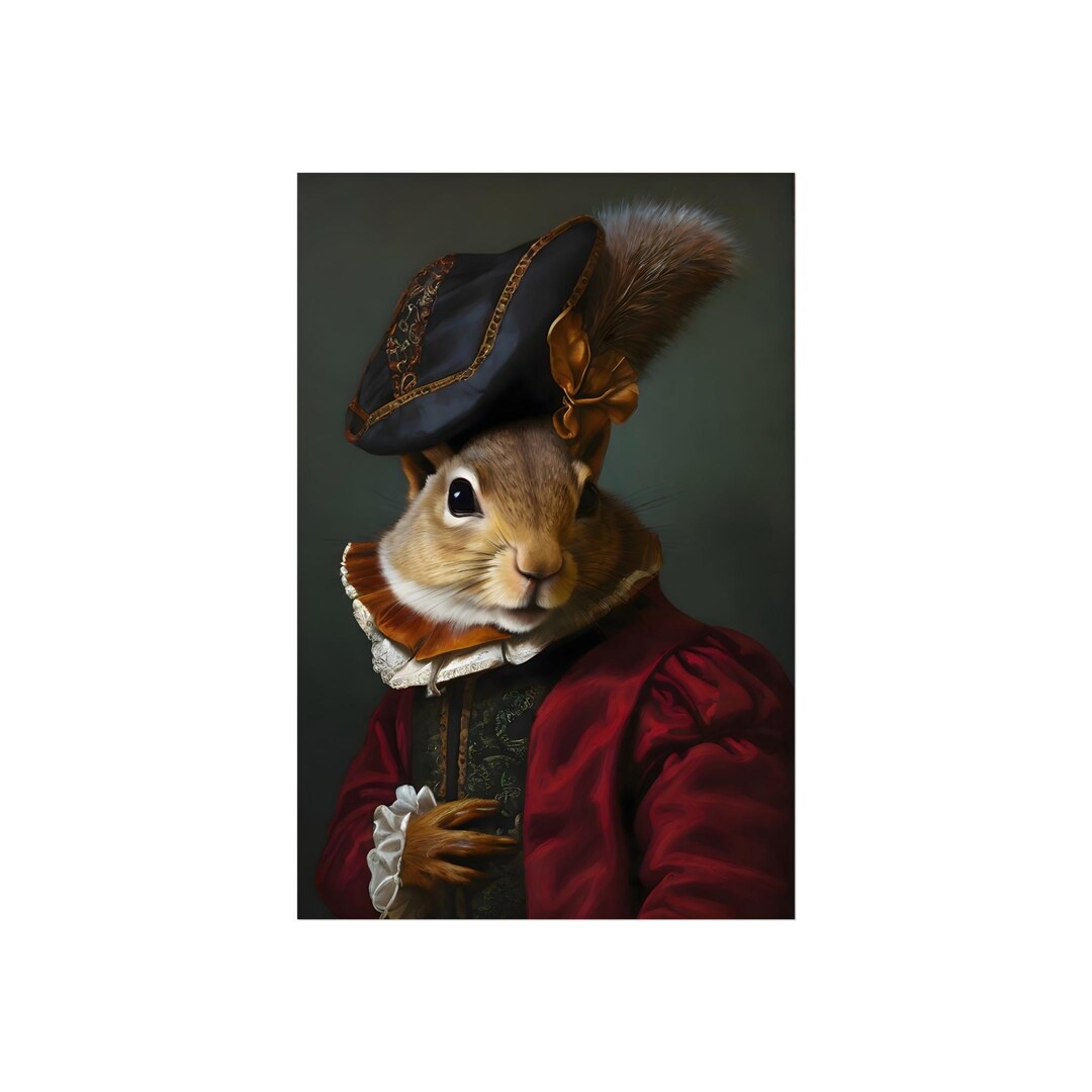 Noble Squirrel Vintage Portrait Print Renaissance Animal Head Human ...