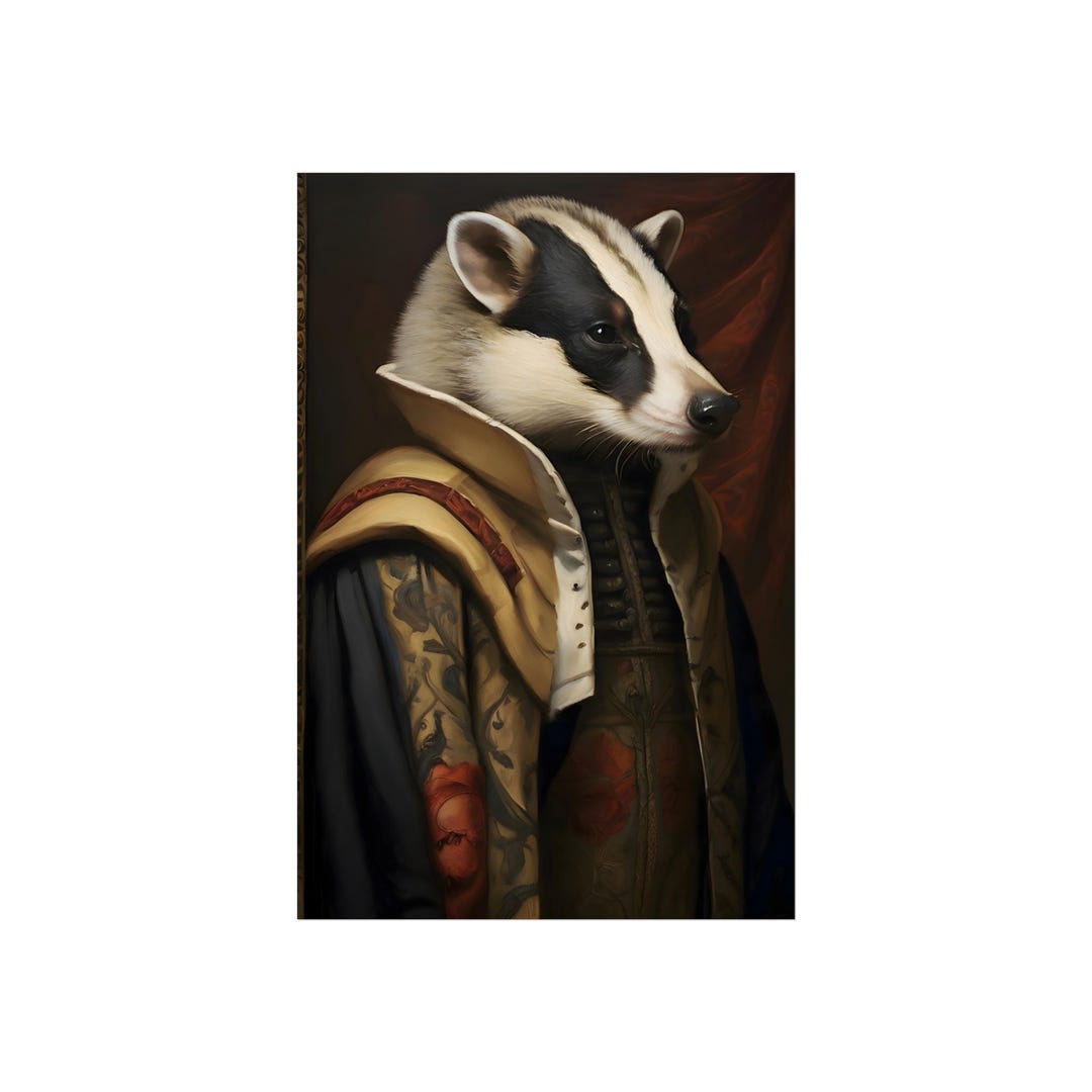 Noble Badger Vintage Portrait Print Renaissance Animal Head Human Body ...