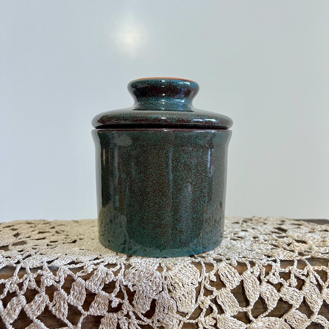 Pottery Butter Keeper Crock, Ceramic Butter Dish With Water Line for ...