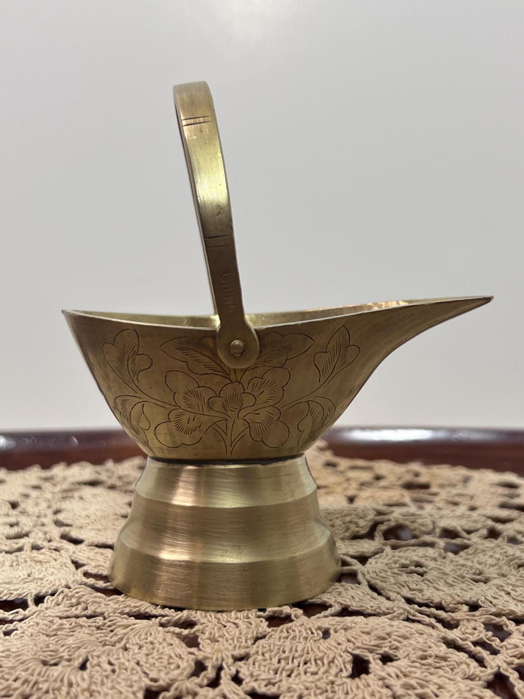 Vintage Mini Brass Coal Bucket W/ Handle, Chinese Brass Coal Scuttle ...