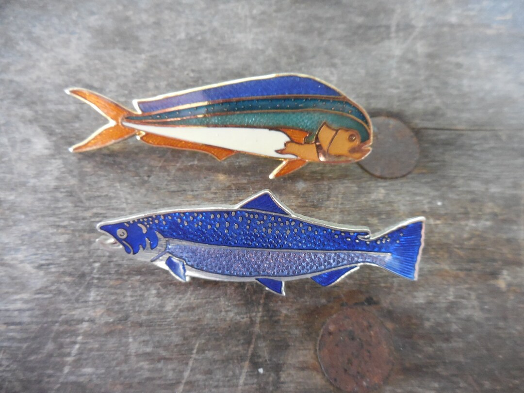 2 Wm Spear Design Enamel Fish Salmon Mahi Mahi Pin Alaska - Etsy