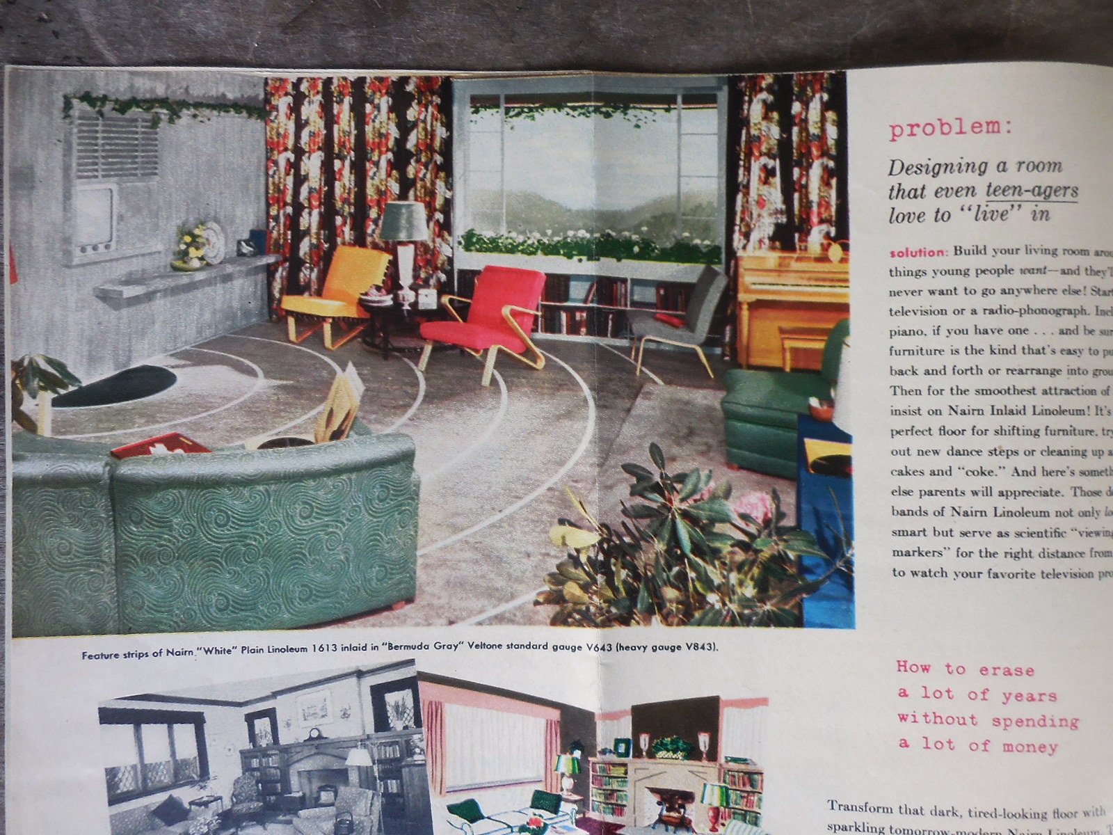 Vintage Linoleum Floor Decorating Booklet Mid Century Design MCM Nairn ...