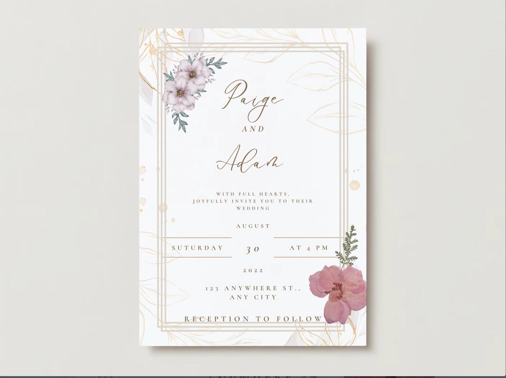 Modern Flower Pretty Wedding Invitation - Etsy