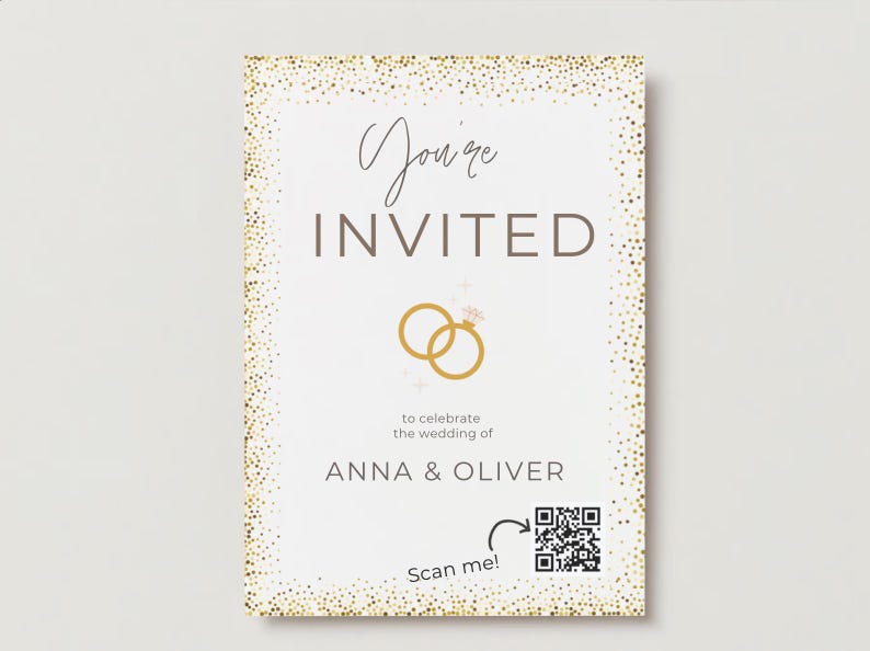 Elegant QR Code Wedding Invitation - Etsy