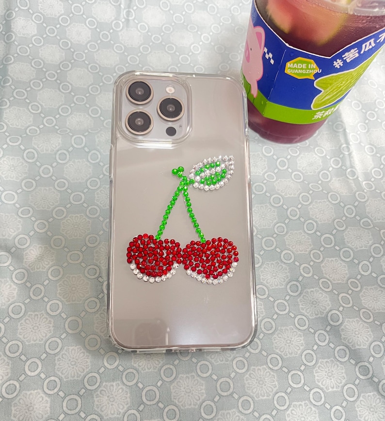 Cherry Rhinestone iPhone Case With Charm - Etsy