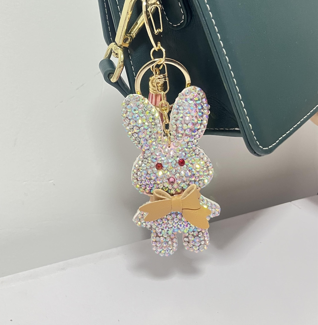 Rhinestone Bunny Keychain/sparkling Rhinestone Bunny Bag Charm ...