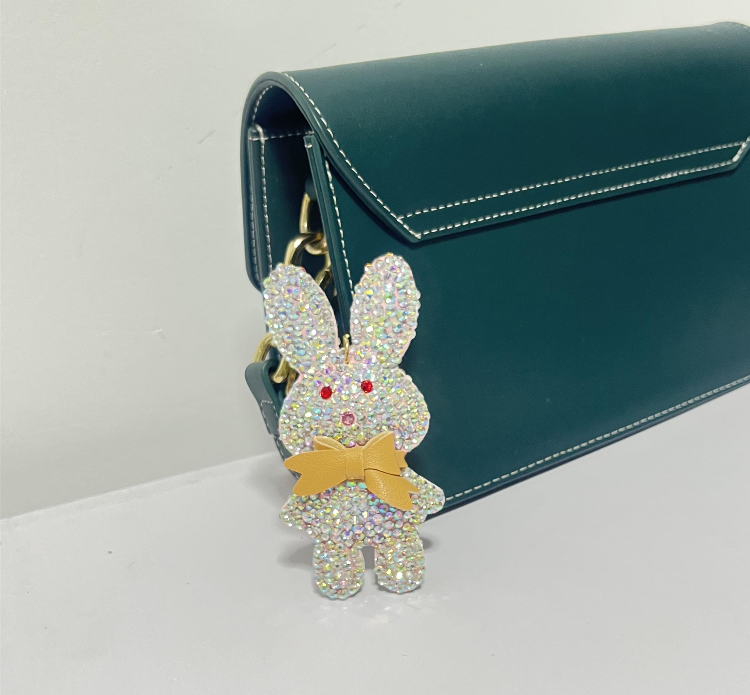 Rhinestone Bunny Keychain/sparkling Rhinestone Bunny Bag Charm ...