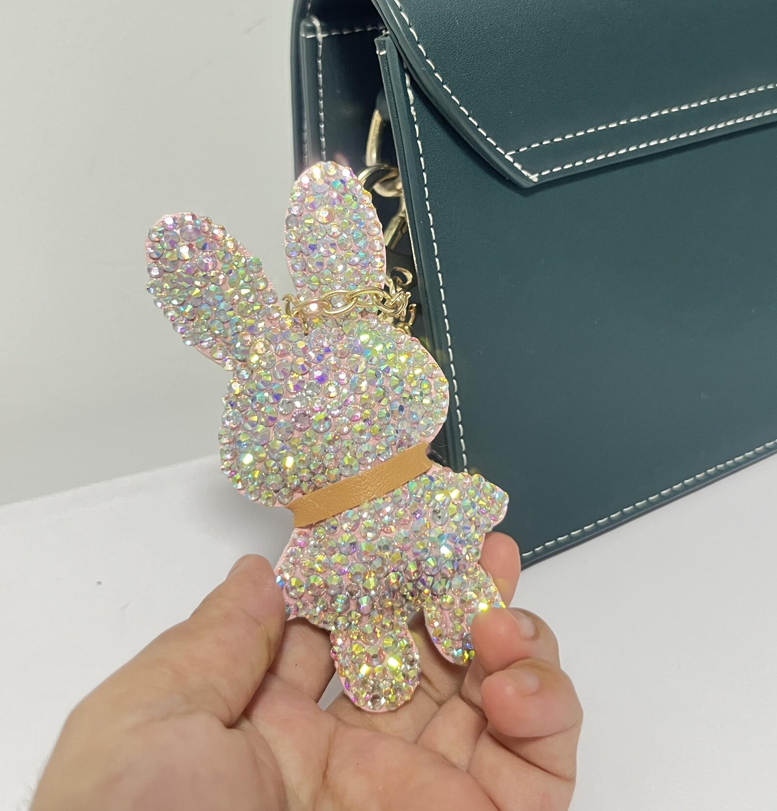 Rhinestone Bunny Keychain/sparkling Rhinestone Bunny Bag Charm ...