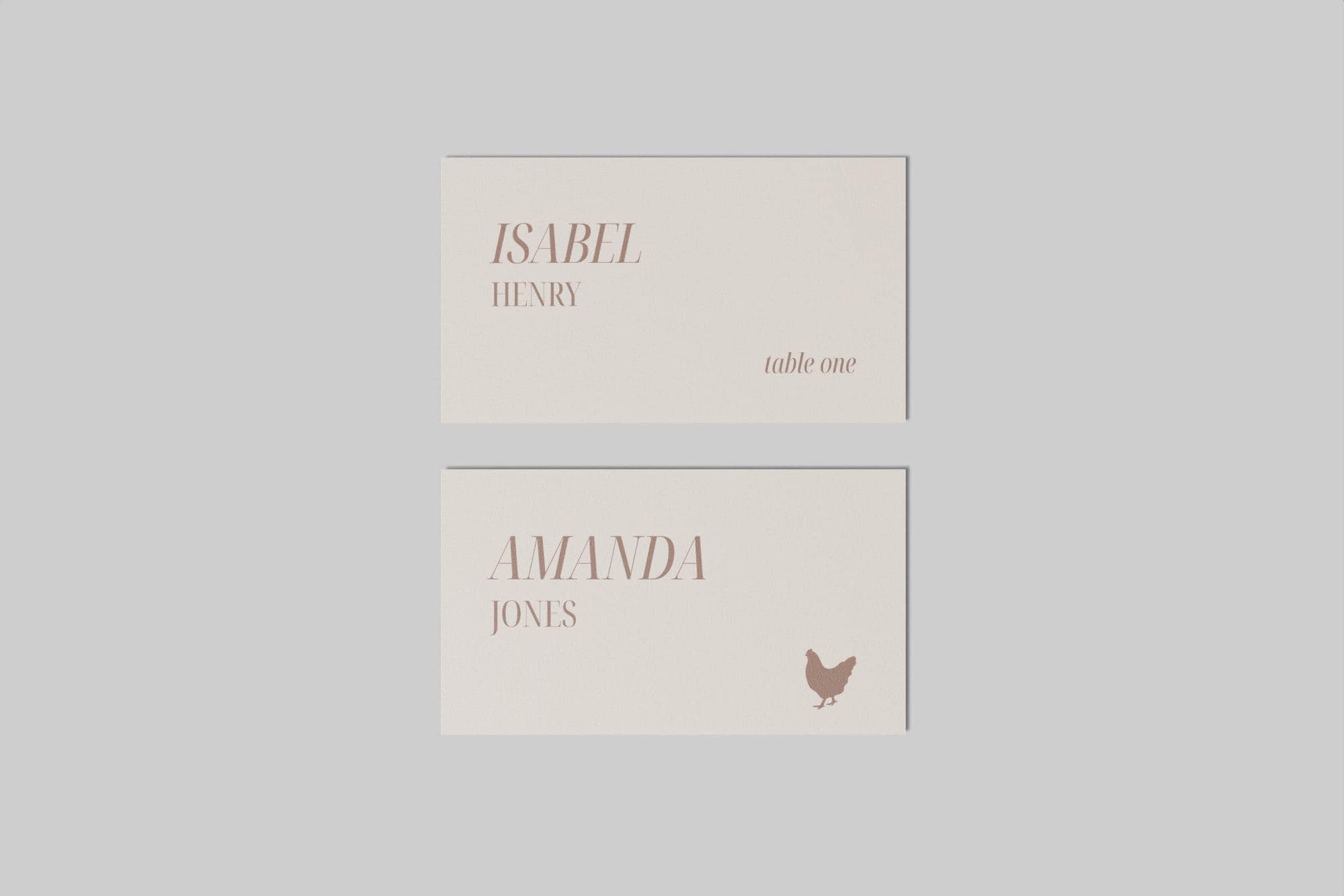 Modern Wedding Place Cards With Entree Indicators or Table Assignments ...
