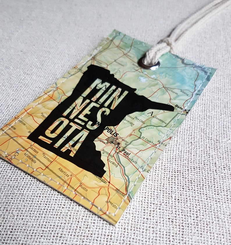 1 Custom state luggage tag made with original maps | Etsy