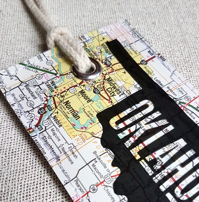 1 Custom state luggage tag made with original maps | Etsy