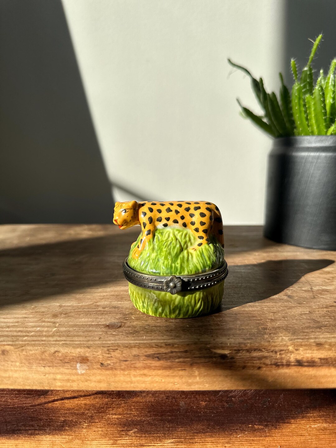 Hand-painted Ceramic Cheetah Jewelry Box | Hinged Trinket Box | Safari ...