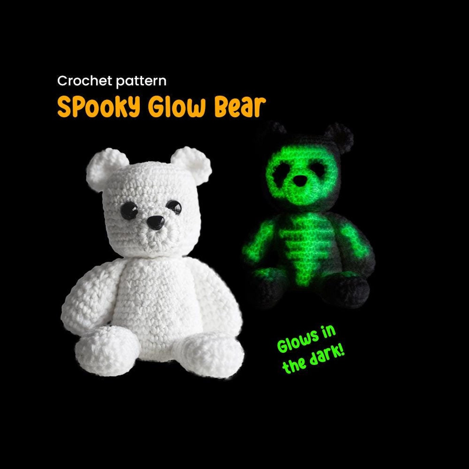 Spooky Glow Bear Crochet Pattern PDF, Halloween Decoration, Glow in the ...